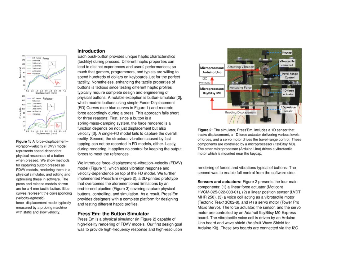 Press'Em: Simulating Varying Button Tactility via FDVV Models | DeepAI