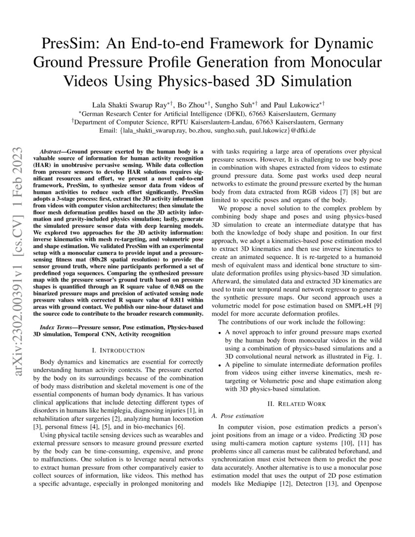 PresSim: An End-to-end Framework for Dynamic Ground Pressure Profile Generation from Monocular ...