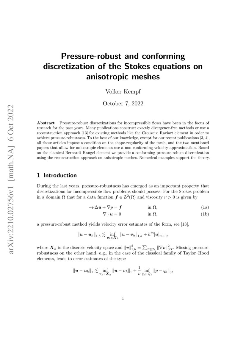 Pressure Robust And Conforming Discretization Of The Stokes Equations On Anisotropic Meshes Deepai