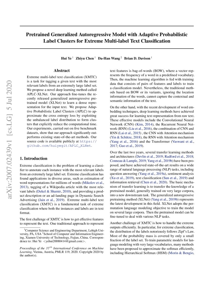Pretrained Generalized Autoregressive Model with Adaptive Probabilistic Label Clusters for ...