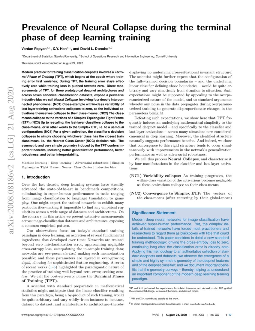 Prevalence of Neural Collapse during the terminal phase of deep ...