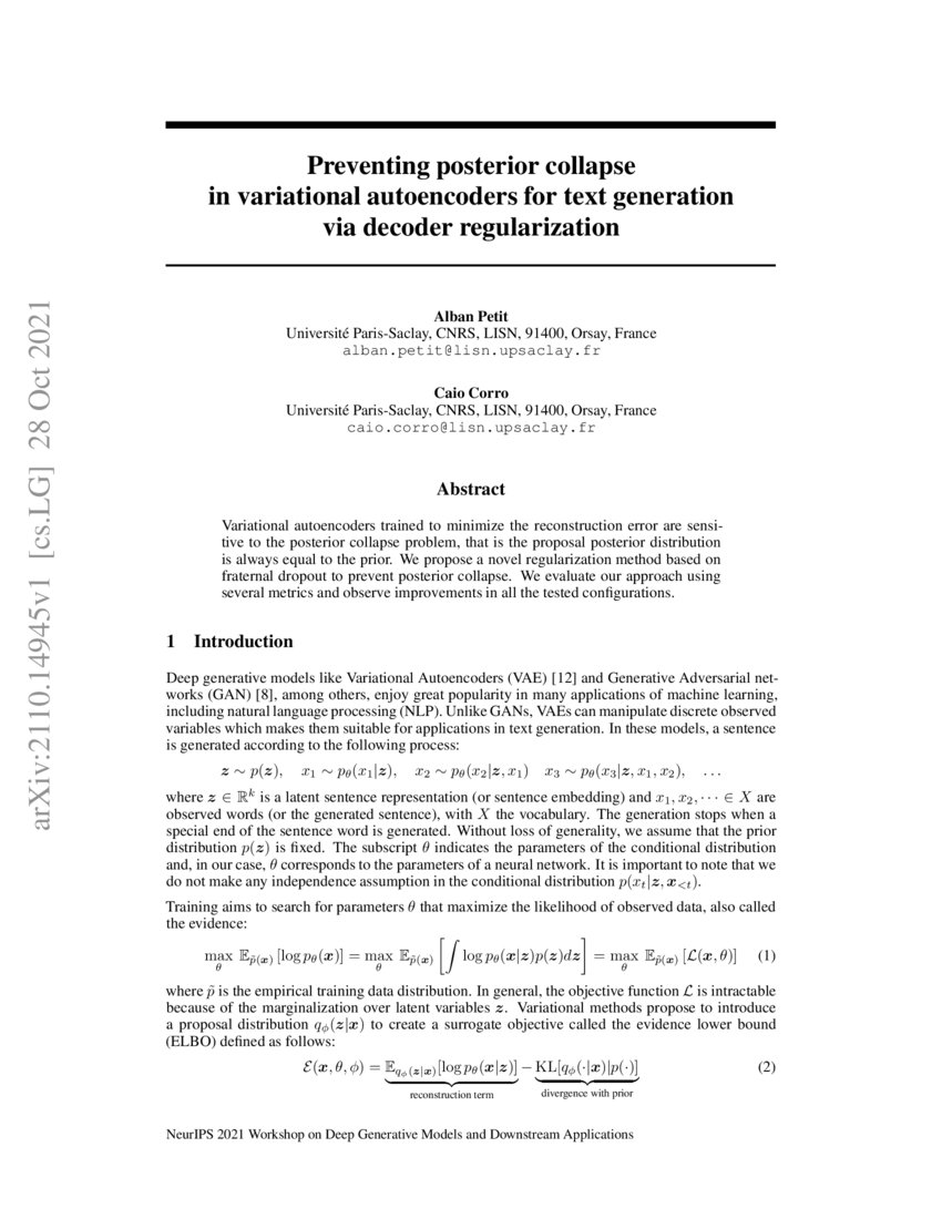Preventing Posterior Collapse In Variational Autoencoders For Text