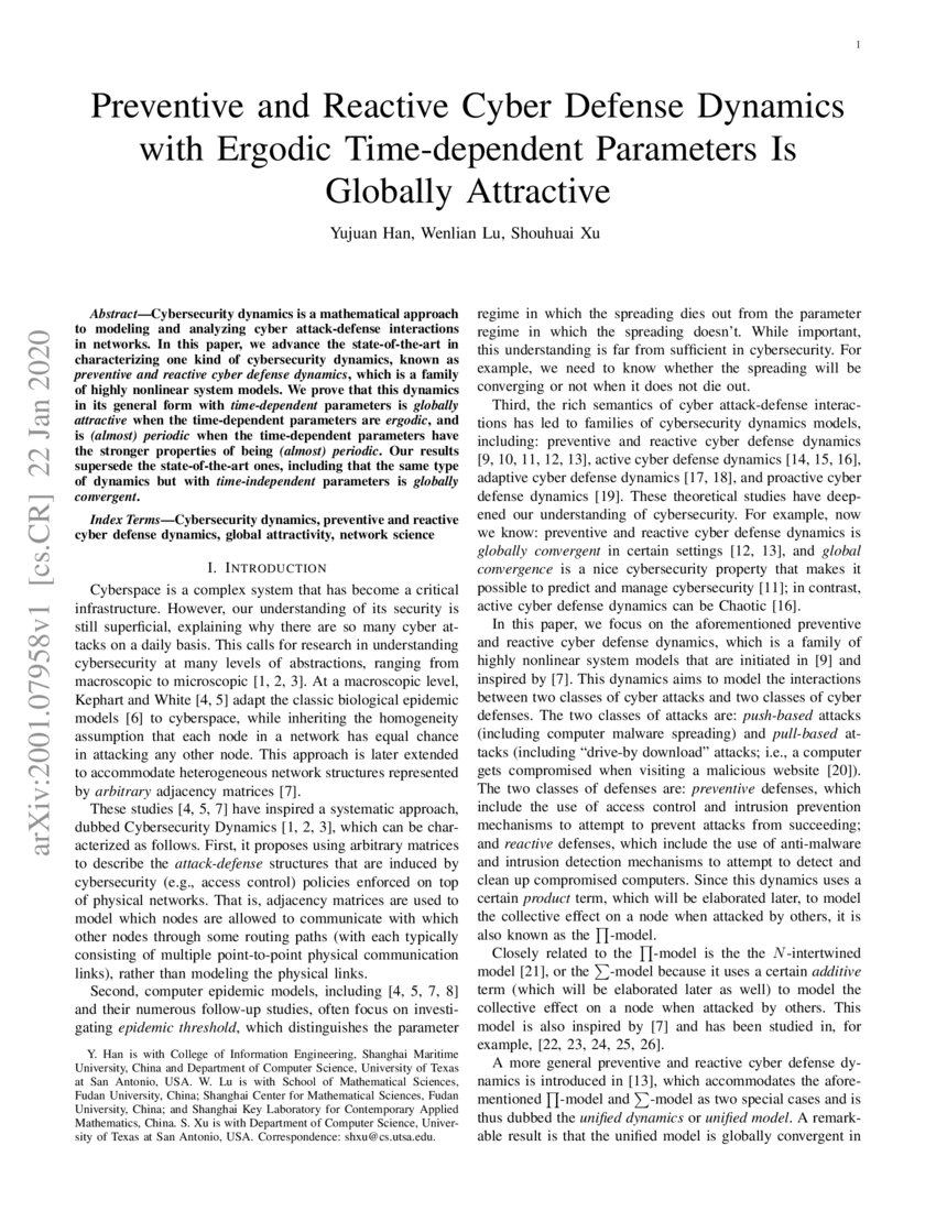 Preventive and Reactive Cyber Defense Dynamics with Ergodic Time ...
