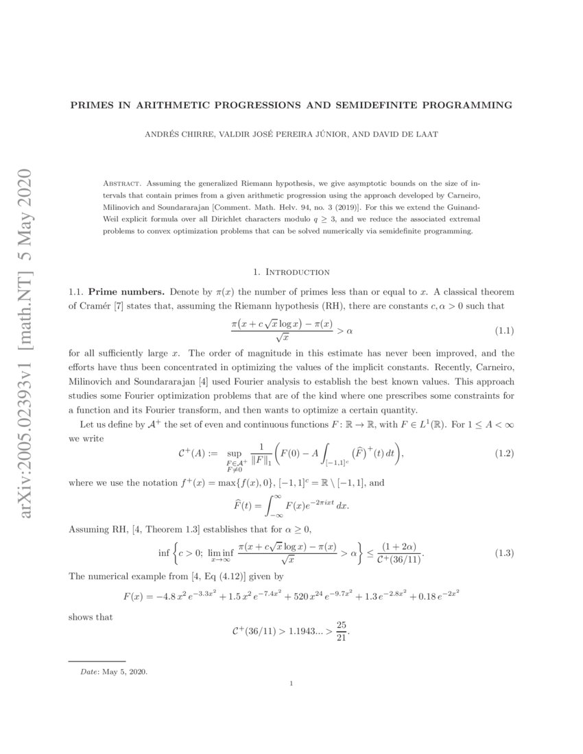 Primes in arithmetic progressions and semidefinite programming | DeepAI
