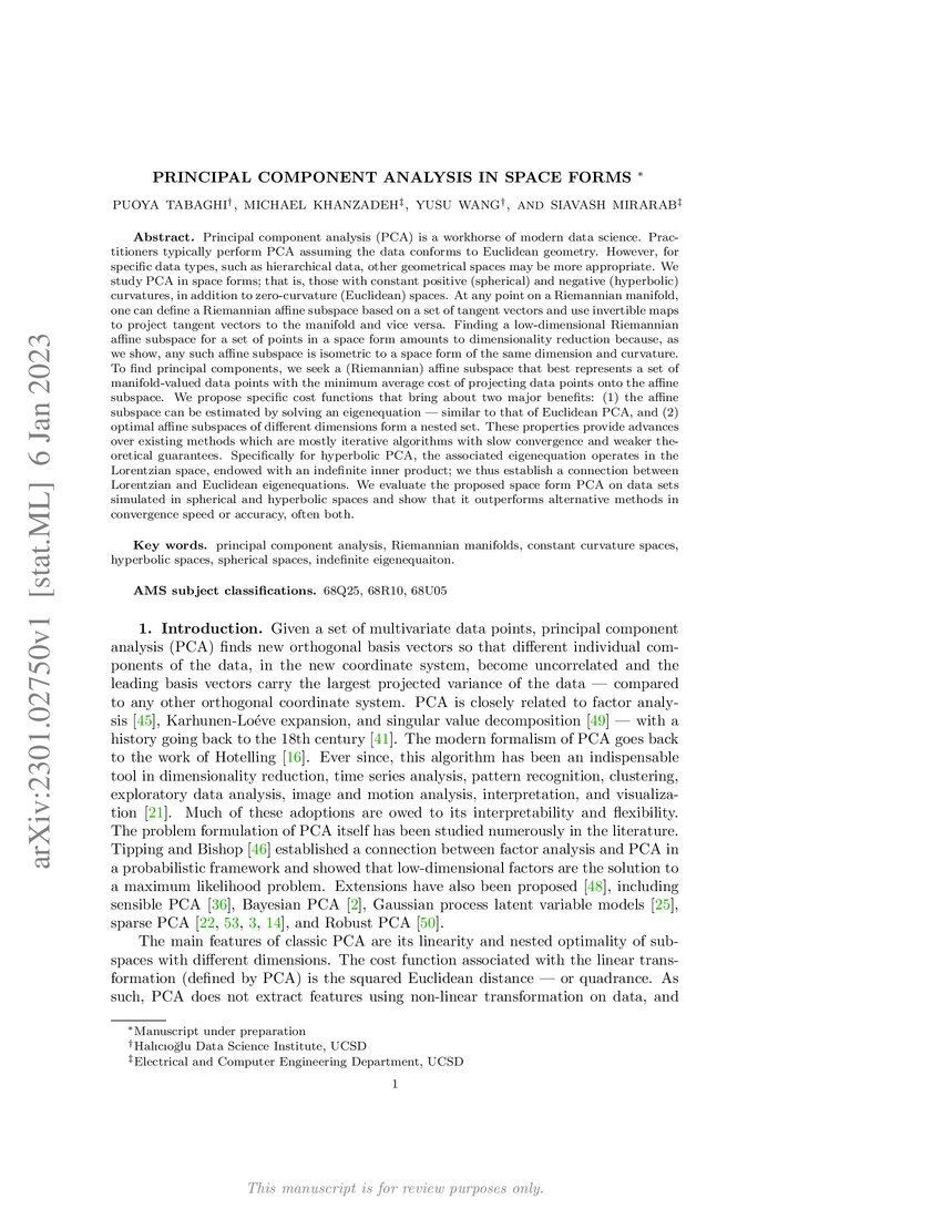 Principal Component Analysis in Space Forms | DeepAI
