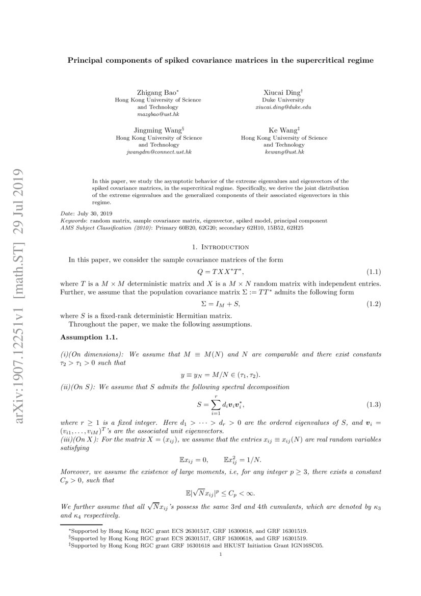 Principal components of spiked covariance matrices in the supercritical regime | DeepAI
