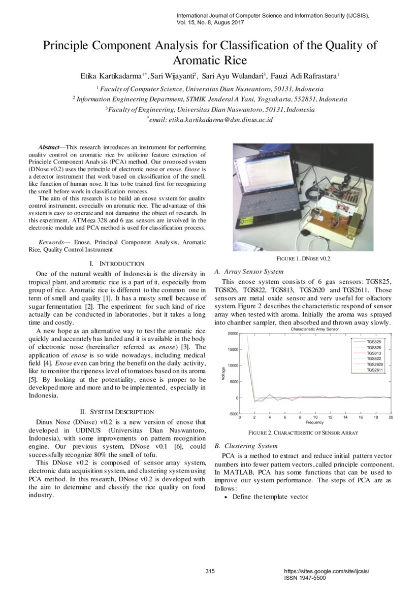 Principle Component Analysis for Classification of the Quality of ...