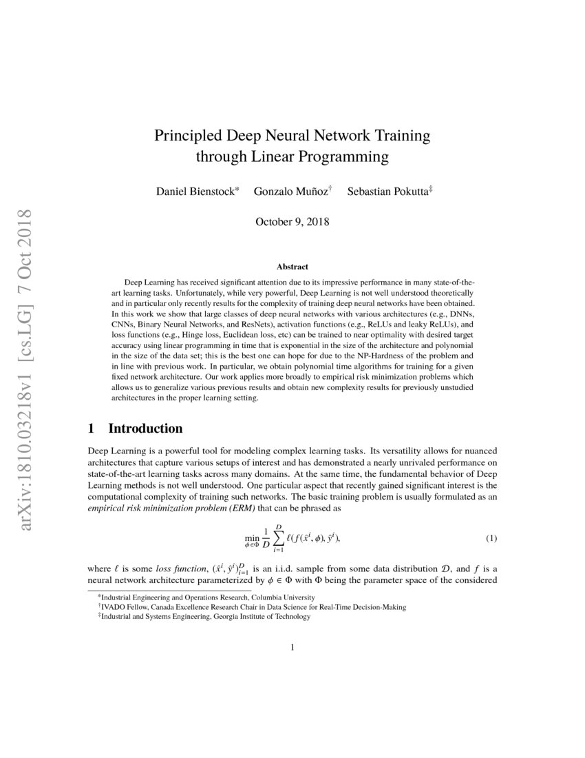 Principled Deep Neural Network Training through Linear Programming | DeepAI Principled Deep Neural Network Training through Linear Programming | DeepAI