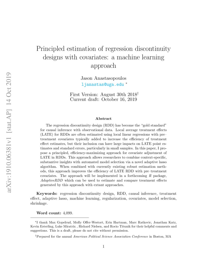Principled Estimation Of Regression Discontinuity Designs With
