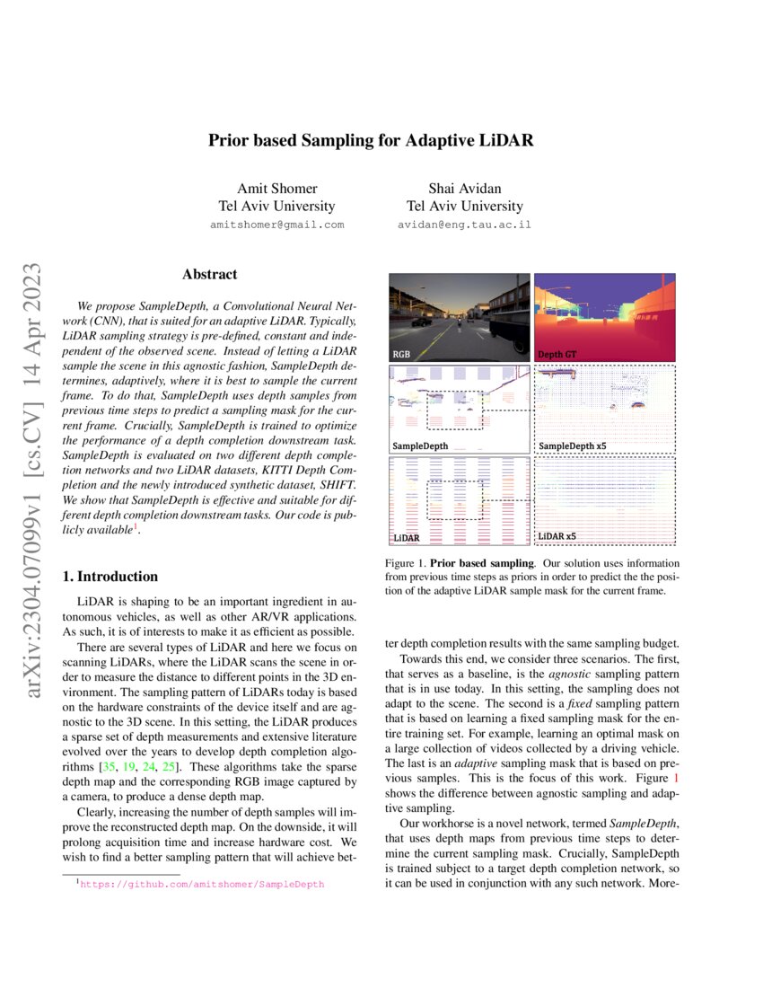 Prior Based Sampling For Adaptive Lidar Deepai
