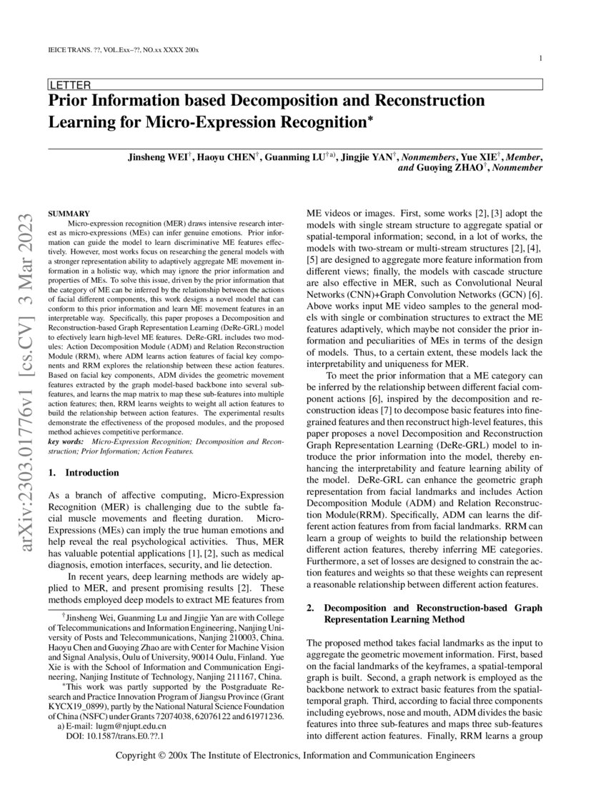Prior Information Based Decomposition And Reconstruction Learning For Micro Expression