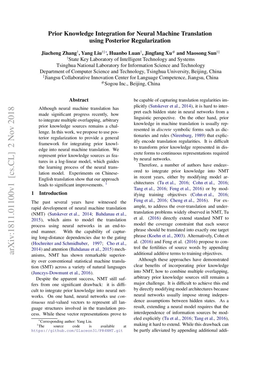 Prior Knowledge Integration for Neural Machine Translation using ...