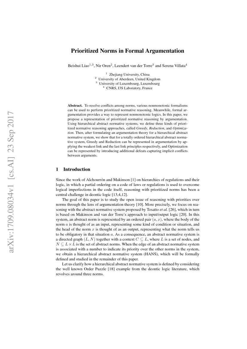 Prioritized Norms in Formal Argumentation | DeepAI