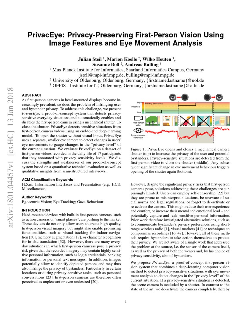 PrivacEye: Privacy-Preserving First-Person Vision Using Image Features ...