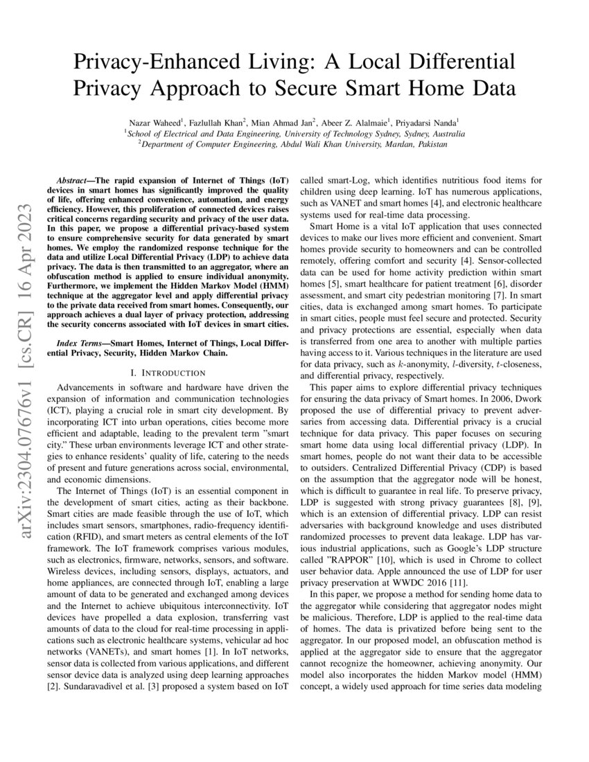 Privacy-Enhanced Living: A Local Differential Privacy Approach to ...