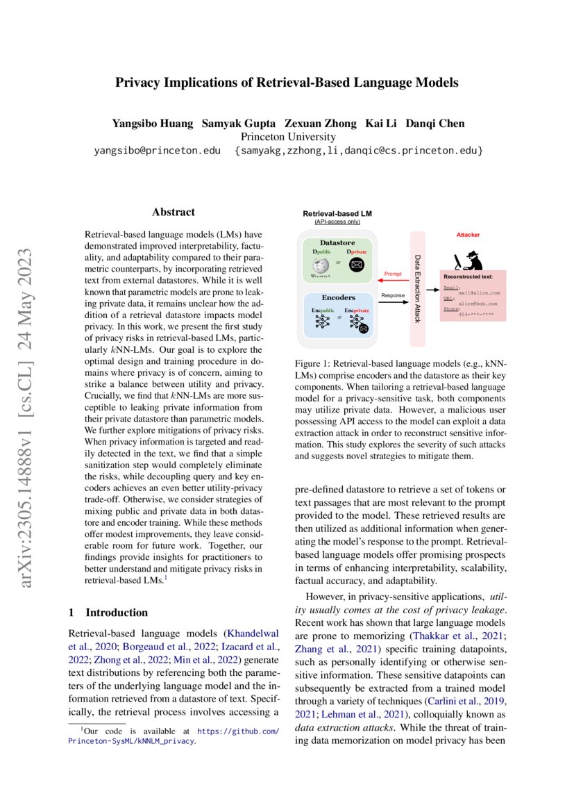 Privacy Implications Of Retrieval Based Language Models Deepai