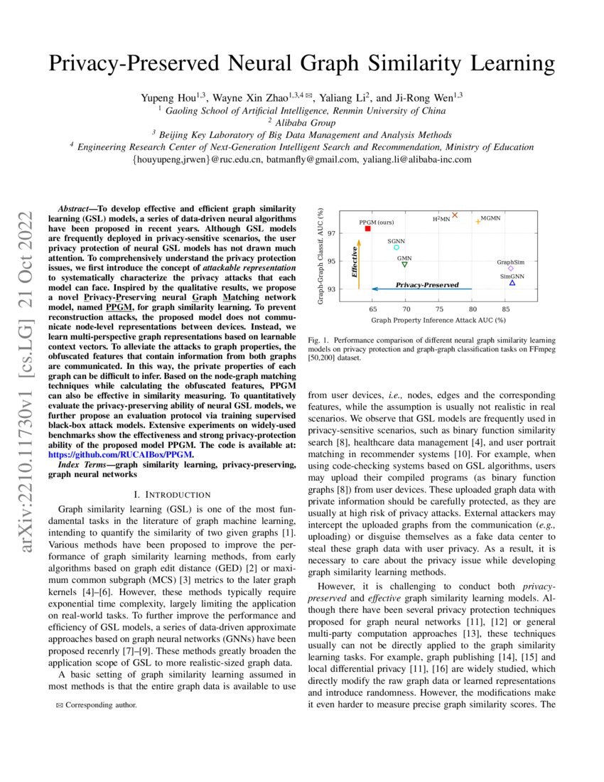 Privacy Preserved Neural Graph Similarity Learning Deepai