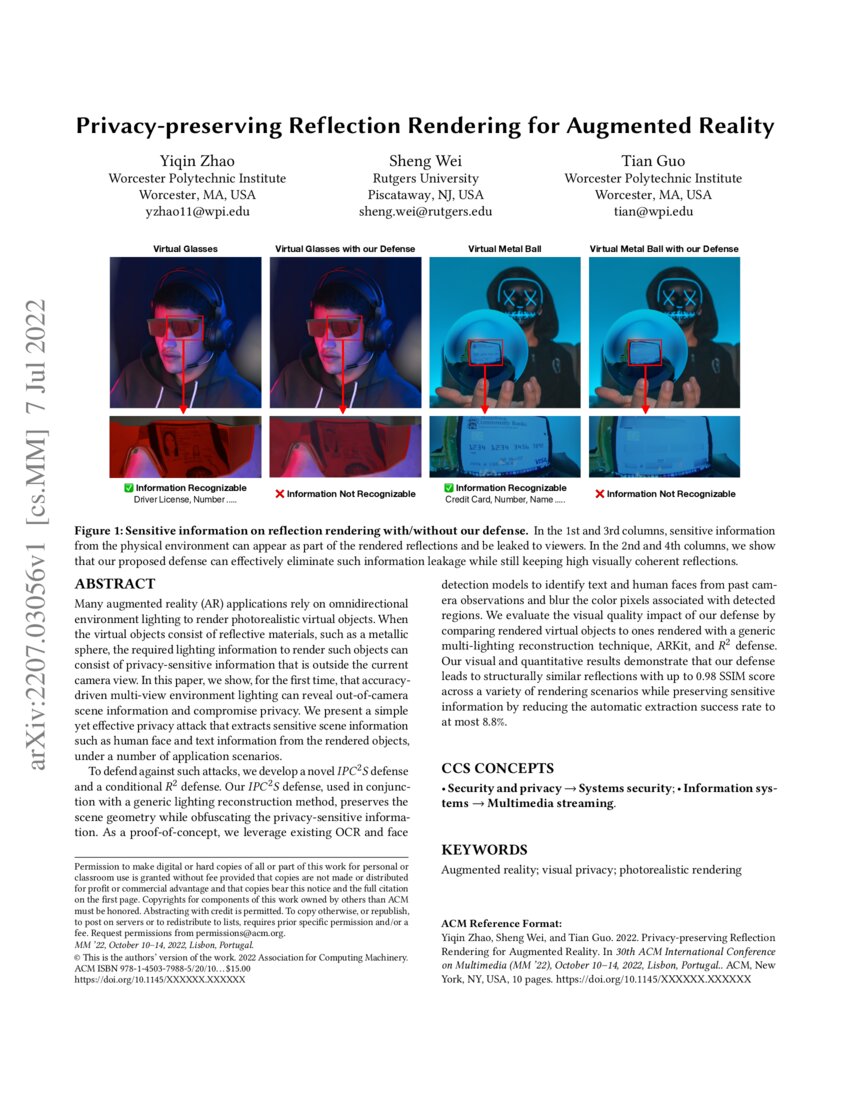 Privacy-preserving Reflection Rendering for Augmented Reality | DeepAI