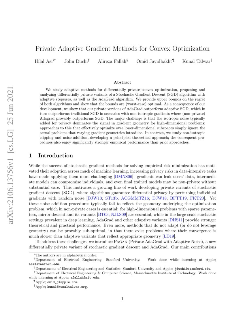 Private Adaptive Gradient Methods For Convex Optimization Deepai 9656