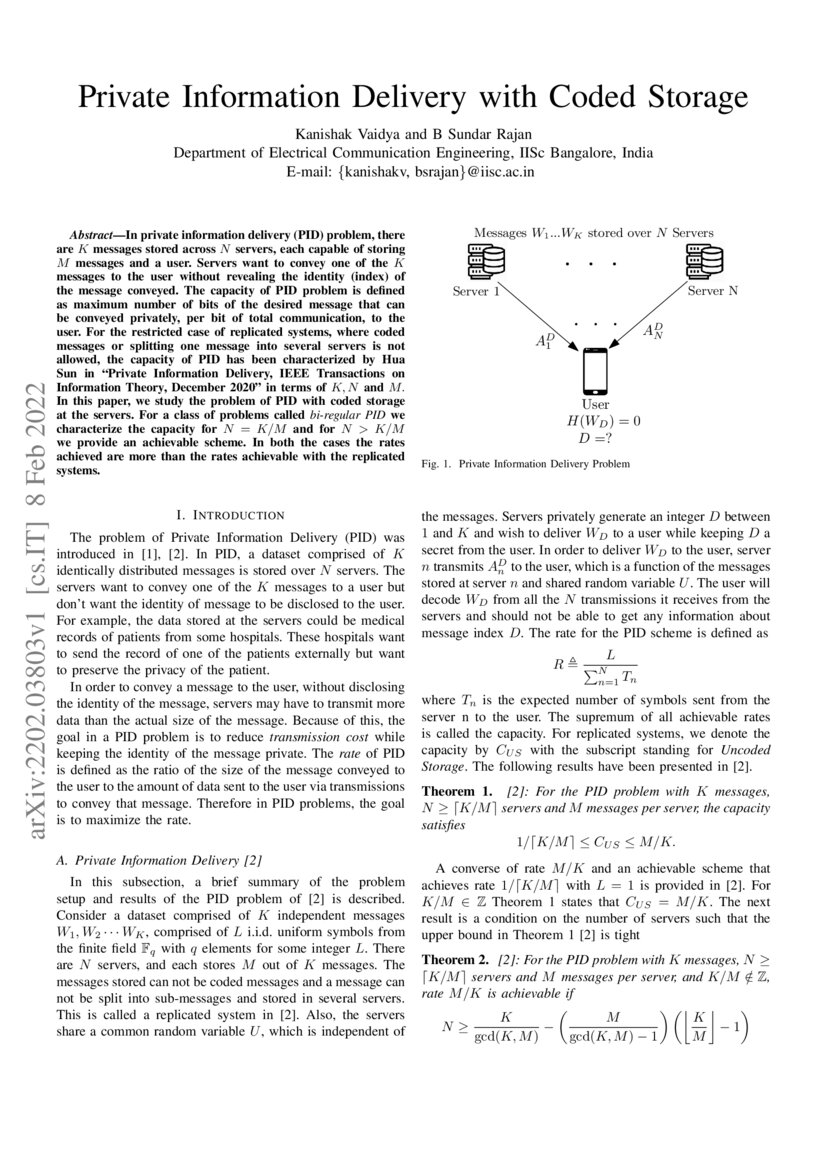 Private Information Delivery with Coded Storage | DeepAI