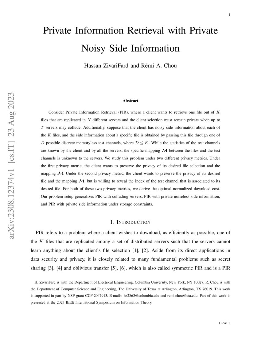 Private Information Retrieval with Private Noisy Side Information | DeepAI