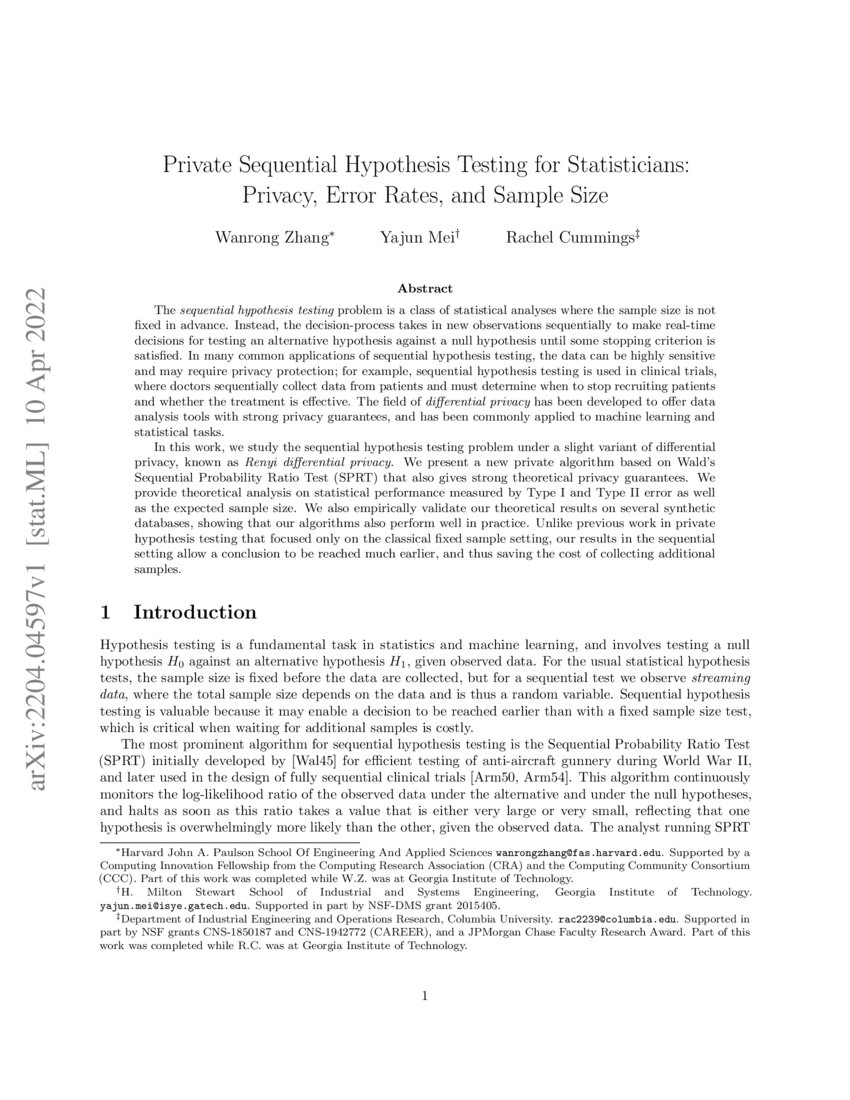 Private Sequential Hypothesis Testing For Statisticians Privacy Error Rates And Sample Size