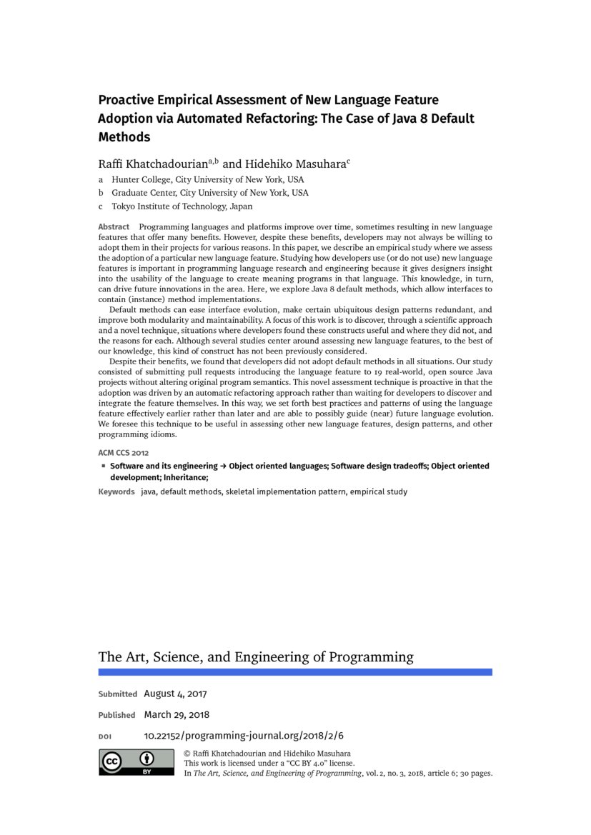 Proactive Empirical Assessment Of New Language Feature Adoption Via Automated Refactoring The