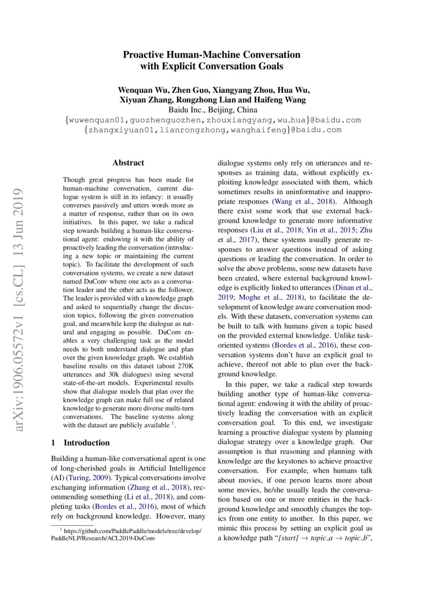 Proactive Human-Machine Conversation with Explicit Conversation Goals ...