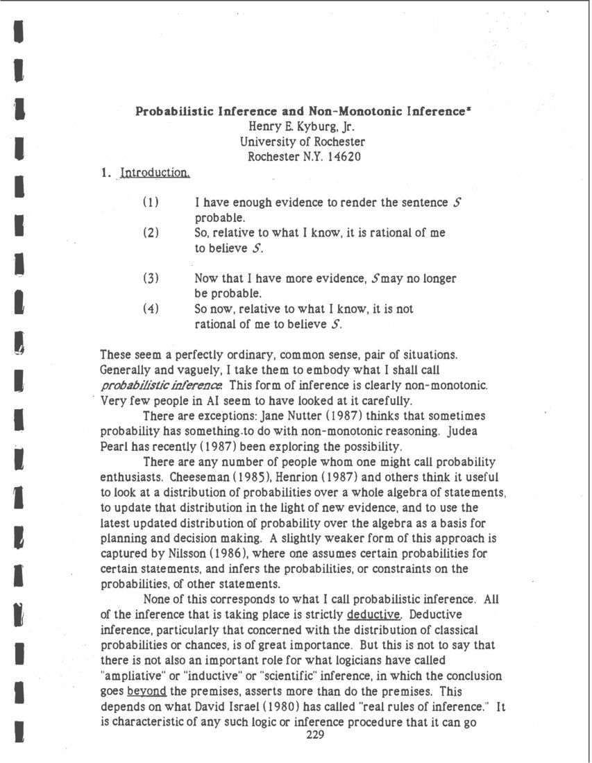 Probabilistic and Non-Monotonic Inference | DeepAI
