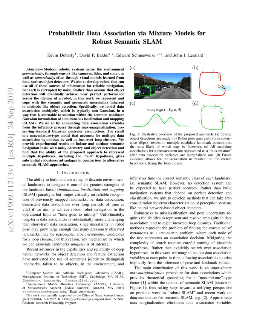 Probabilistic Data Association via Mixture Models for Robust Semantic SLAM | DeepAI