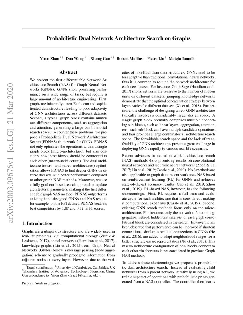 Probabilistic Dual Network Architecture Search on Graphs | DeepAI