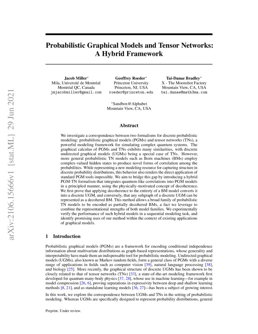 Probabilistic Graphical Models and Tensor Networks: A Hybrid Framework | DeepAI
