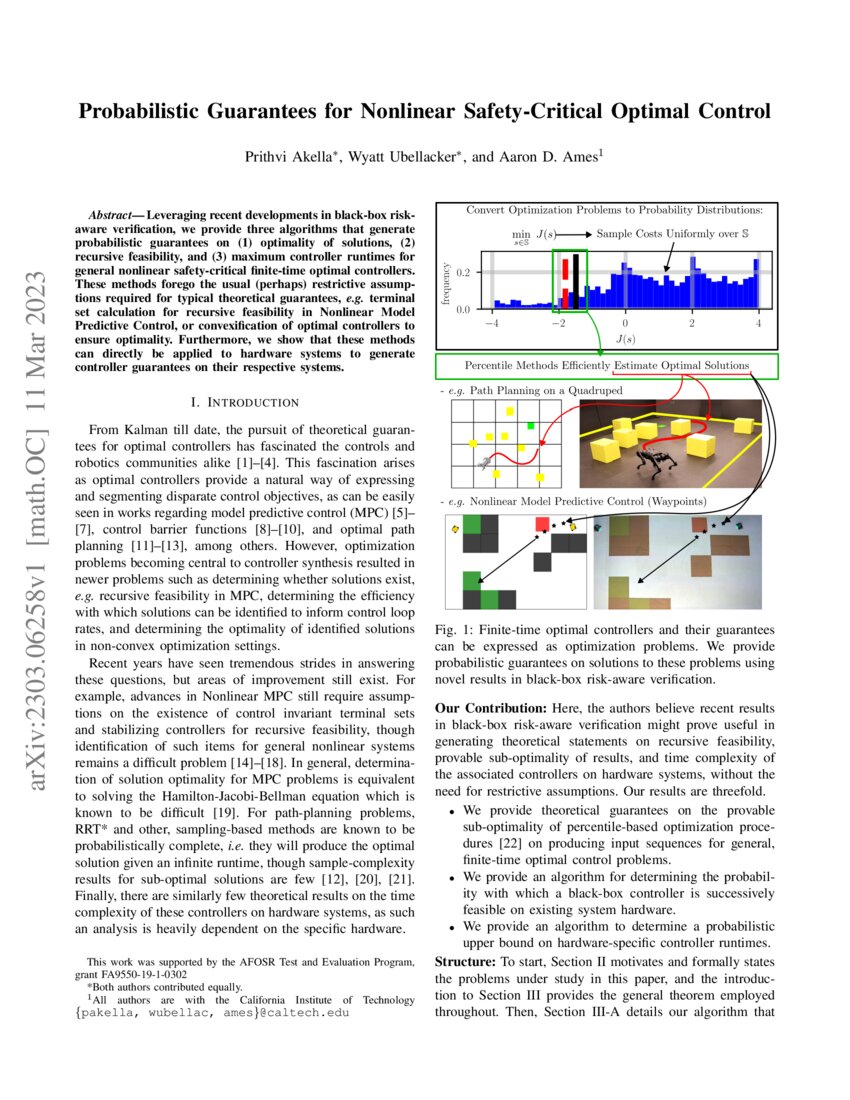 Probabilistic Guarantees for Nonlinear Safety-Critical Optimal Control | DeepAI