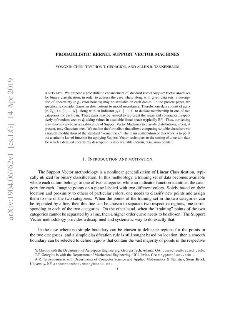 Probabilistic Kernel Support Vector Machines | DeepAI