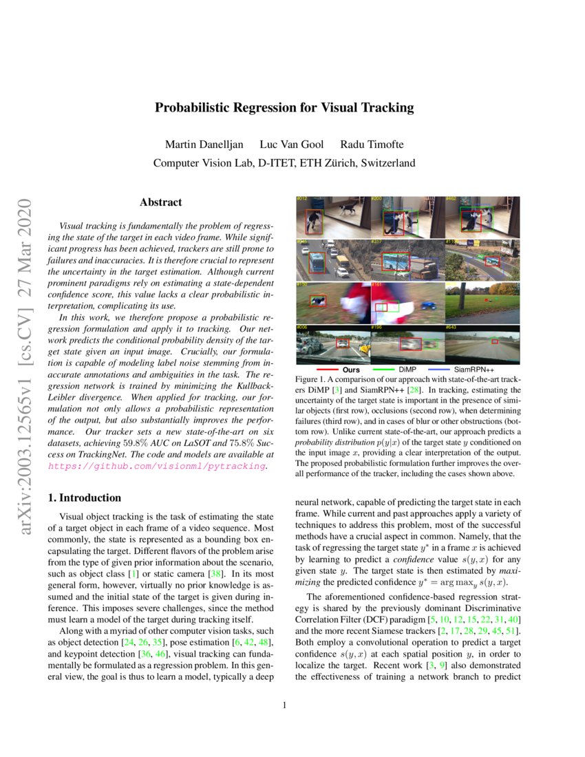 Probabilistic Regression for Visual Tracking | DeepAI Probabilistic Regression for Visual Tracking | DeepAI