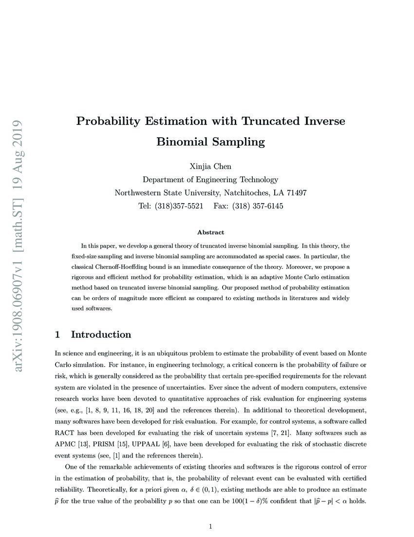Probability Estimation with Truncated Inverse Binomial Sampling | DeepAI