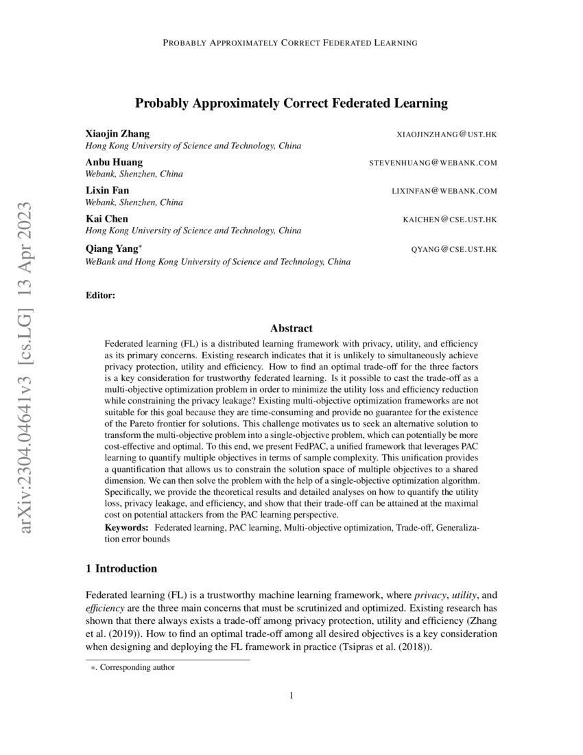 Probably Approximately Correct Federated Learning | DeepAI