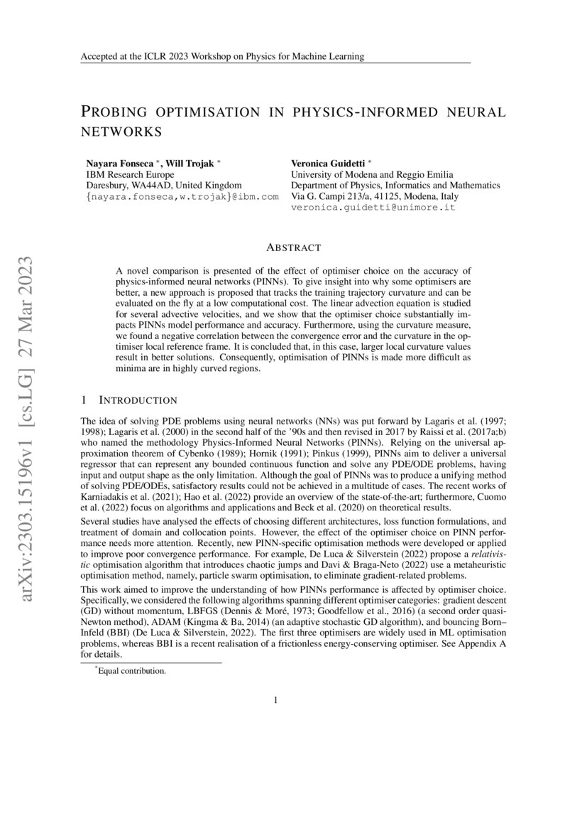 Probing optimisation in physics-informed neural networks | DeepAI