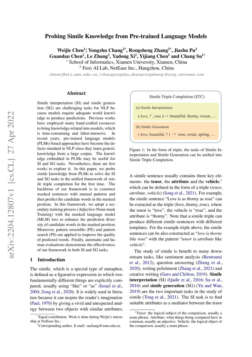 Probing Simile Knowledge from Pre-trained Language Models | DeepAI
