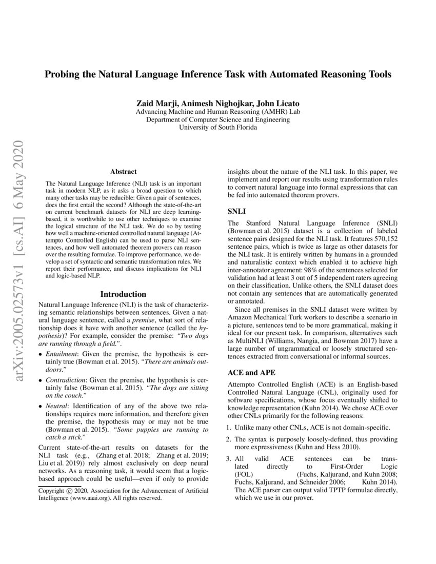 Probing the Natural Language Inference Task with Automated Reasoning ...