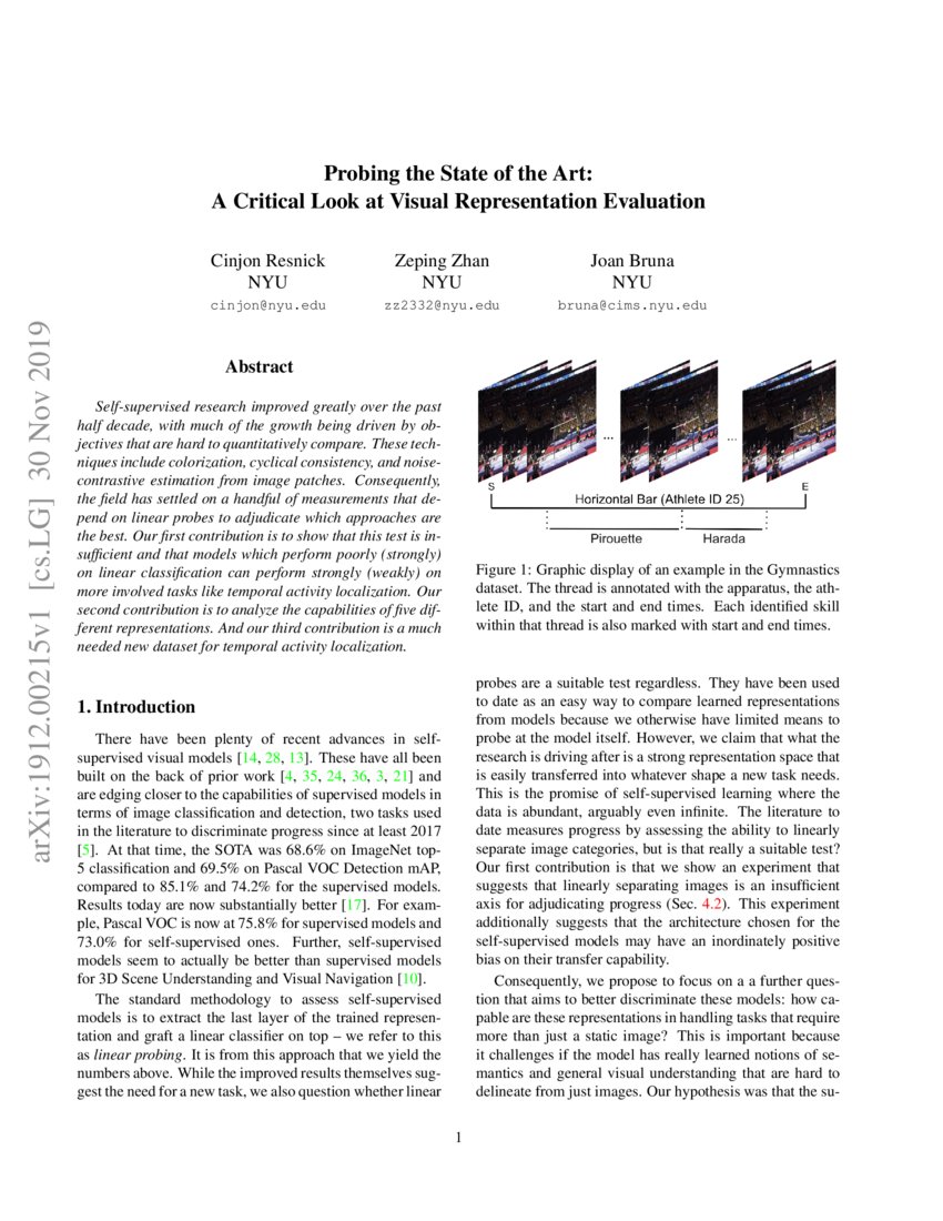 Probing the State of the Art: A Critical Look at Visual Representation ...