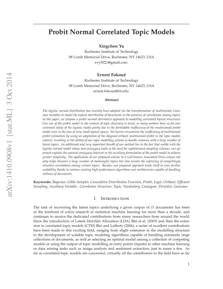 Probit Normal Correlated Topic Models | DeepAI