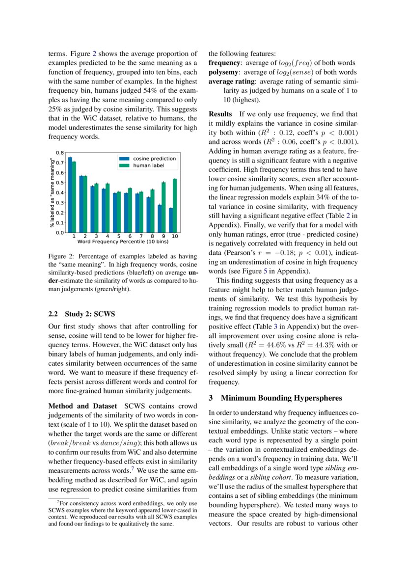 Problems with Cosine as a Measure of Embedding Similarity for High Frequency Words | DeepAI