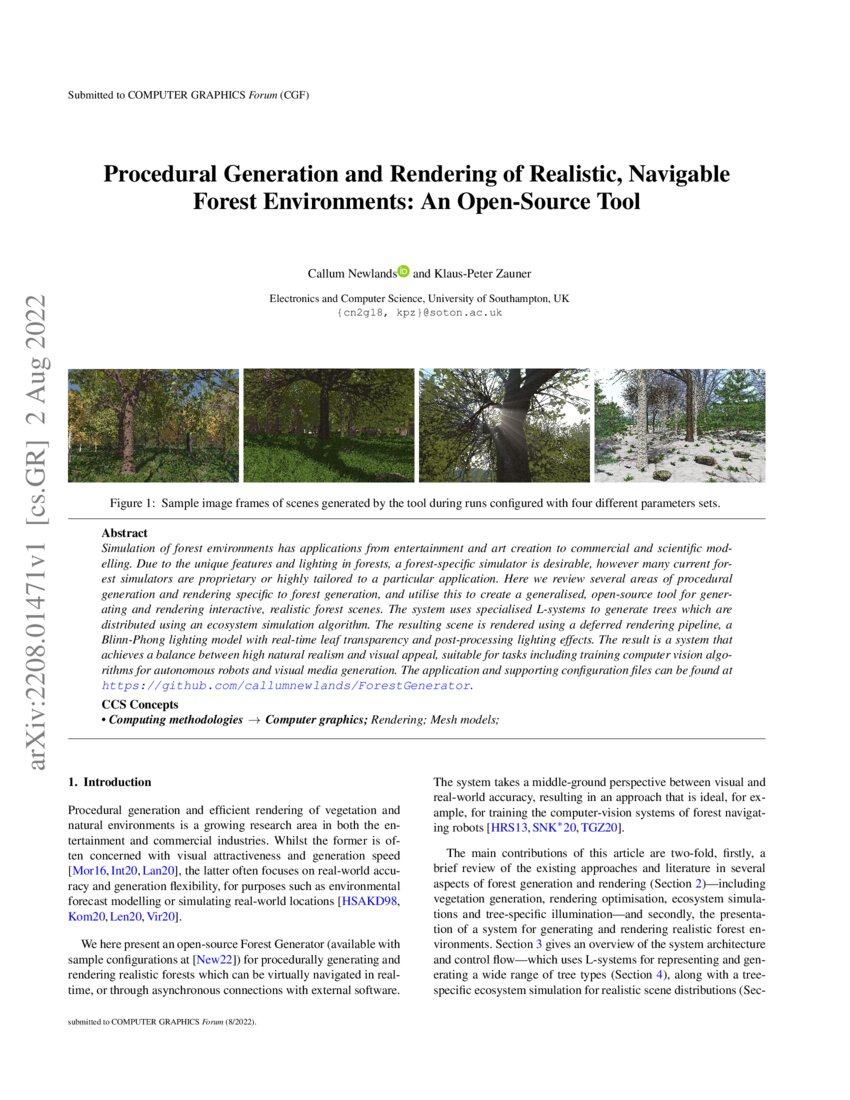 Procedural Generation and Rendering of Realistic, Navigable Forest ...