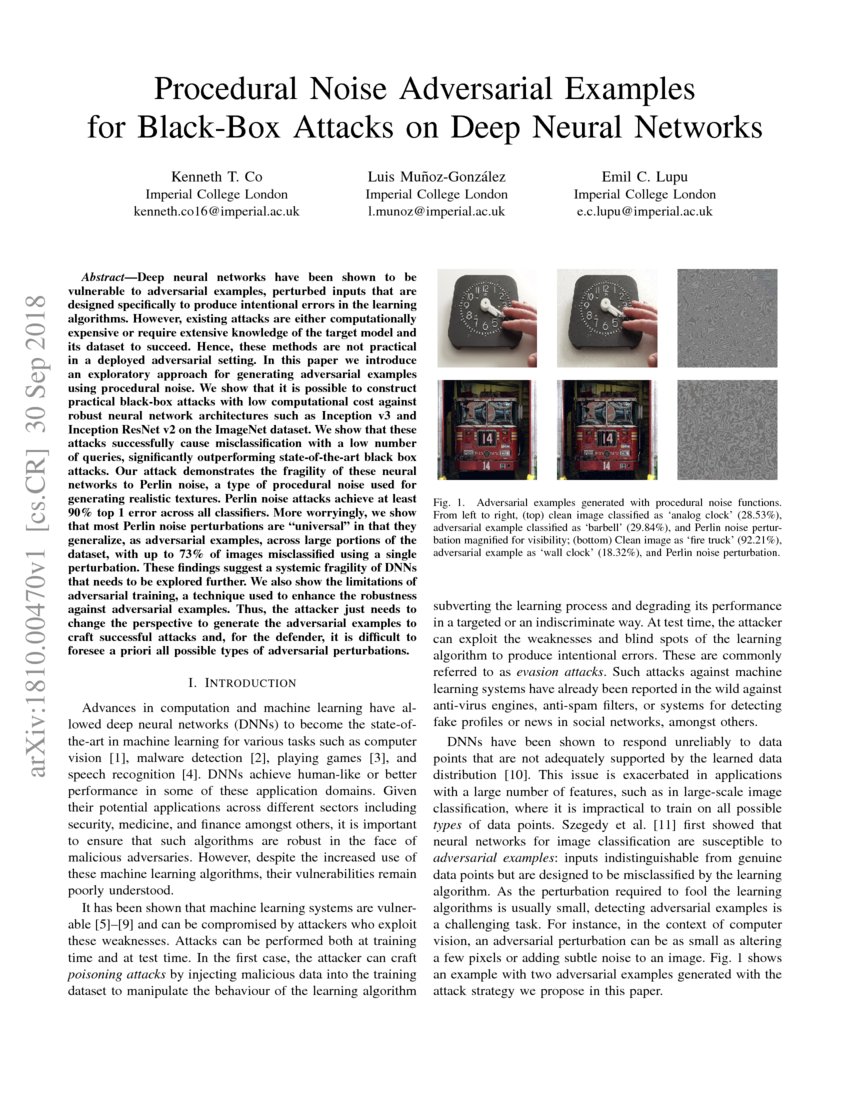 Procedural Noise Adversarial Examples for Black-Box Attacks on Deep Neural Networks | DeepAI