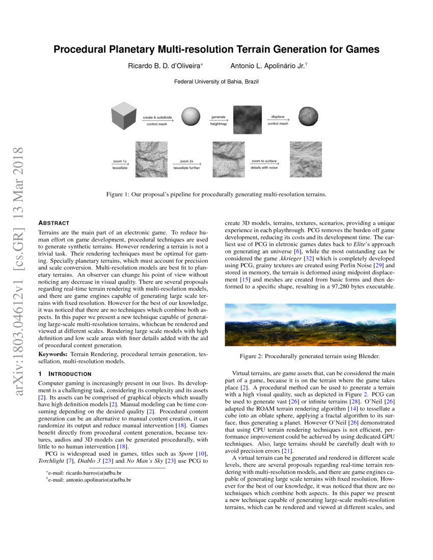 Procedural Planetary Multi-resolution Terrain Generation for Games | DeepAI