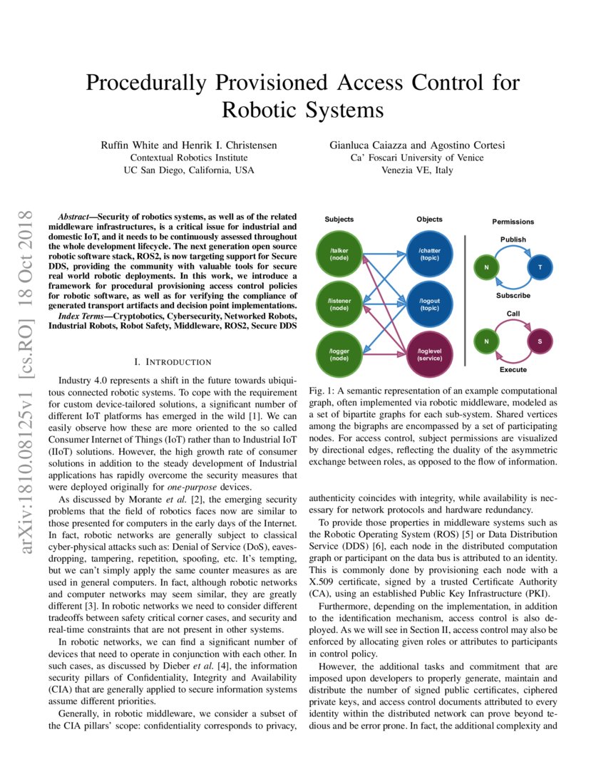 Procedurally Provisioned Access Control for Robotic Systems | DeepAI