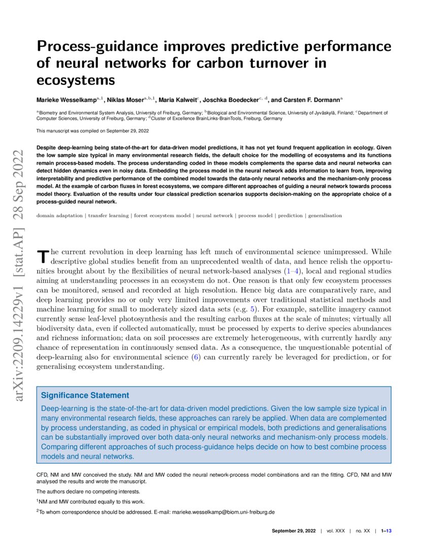 Process Guidance Improves Predictive Performance Of Neural Networks For Carbon Turnover In