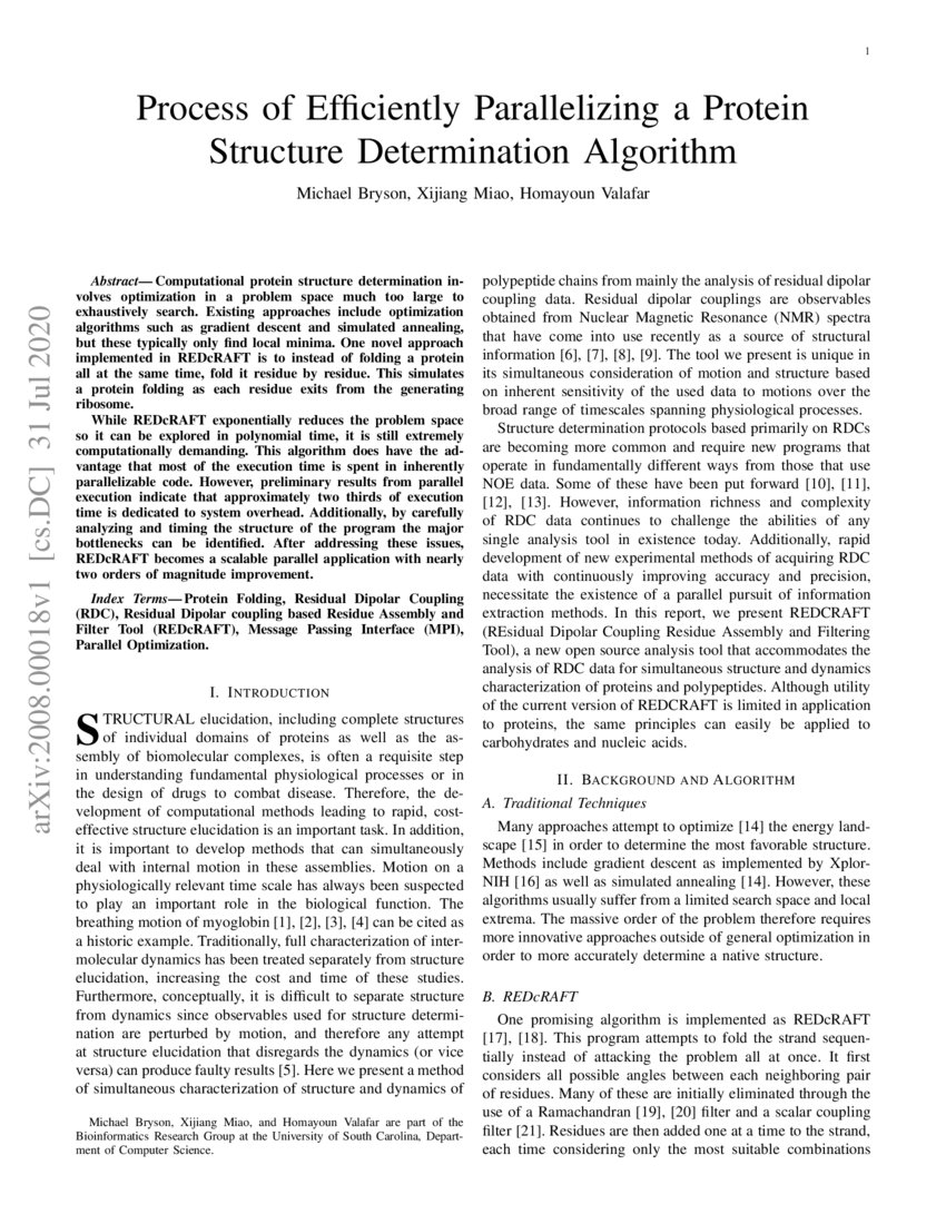 Process of Efficiently Parallelizing a Protein Structure Determination ... Process of Efficiently Parallelizing a Protein Structure Determination ...