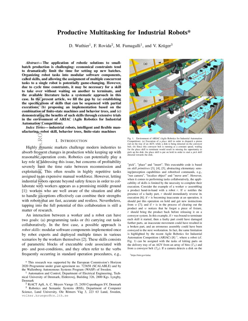 Productive Multitasking for Industrial Robots | DeepAI